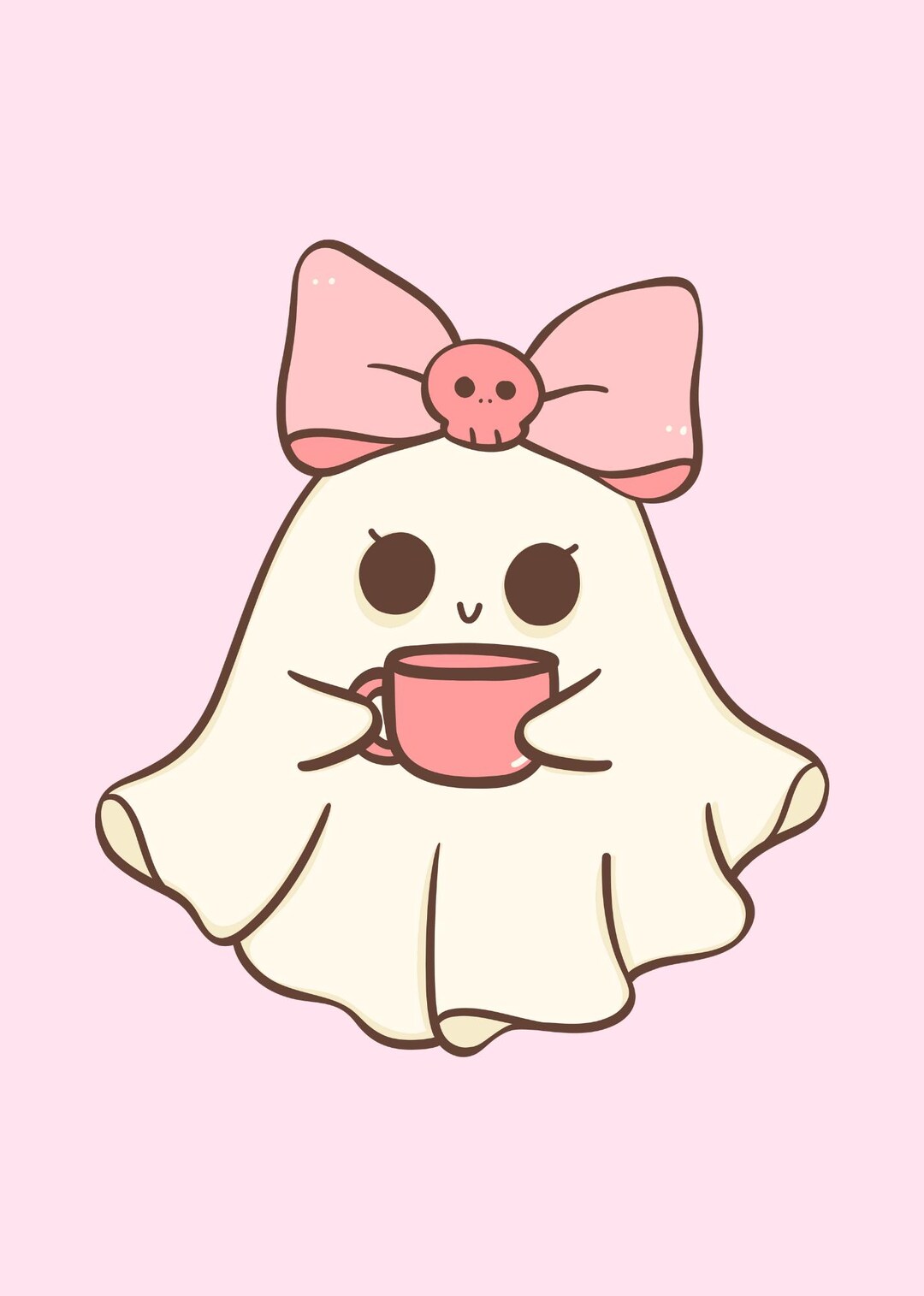 Kindle Paperwhite Cardstock Inserts, Halloween Themed Girly Ghost With Pink Bow and Pink Mug for ...