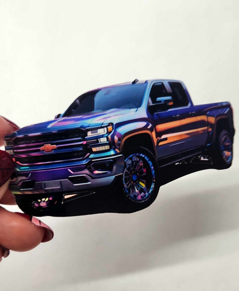 Lifted Chevy Truck Hollografic Sticker - Etsy