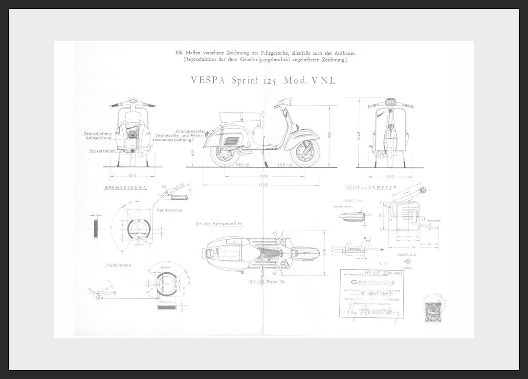 Vespa Sprint 125 Blueprint Vespa VNL Blueprint - Etsy