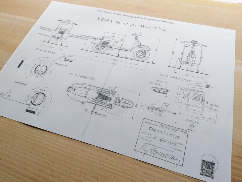 Vespa Sprint 125 Blueprint Vespa VNL Blueprint - Etsy