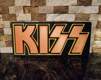 KISS Band LED Sign for Wall, Kiss Sign 3D, Home Bar Decor, Rock N Roll ...