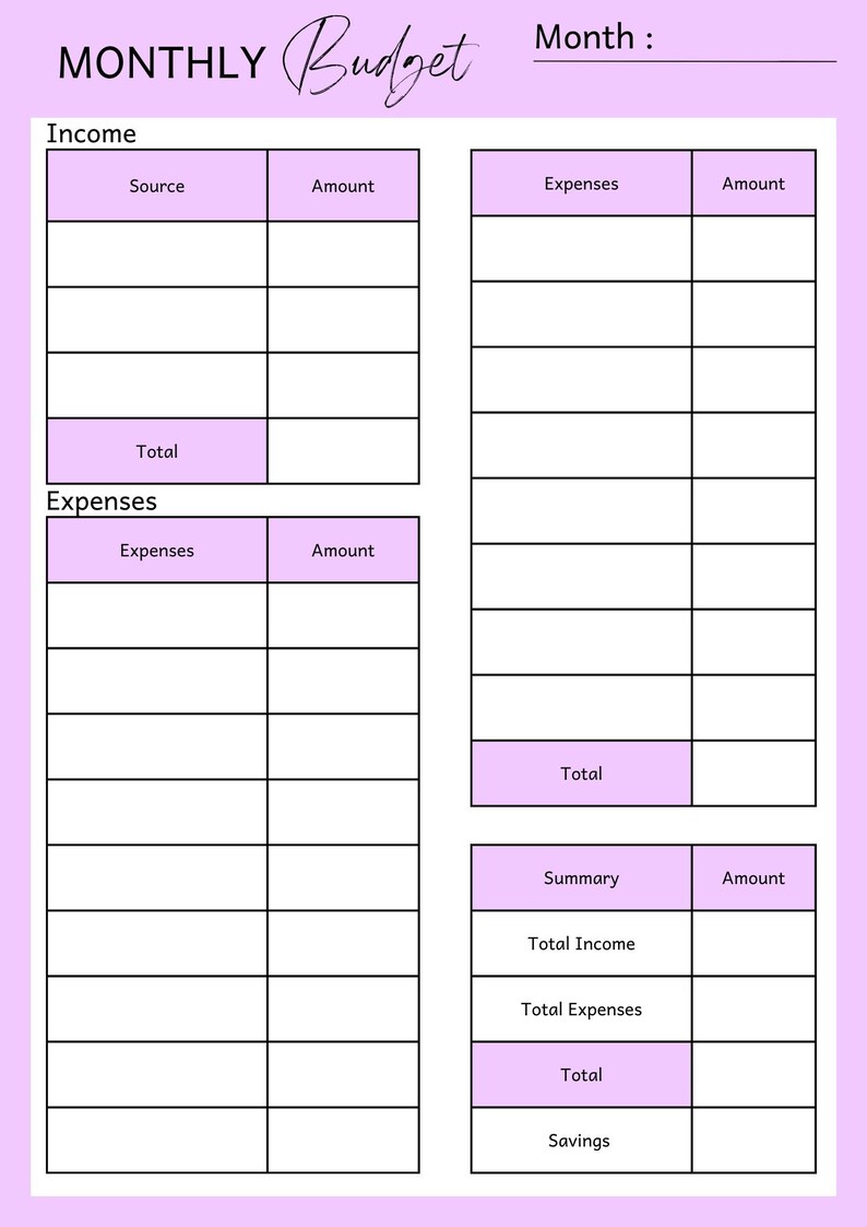 NEW Easy Monthly Budget Printable Overzichtelijk Maand - Etsy Nederland