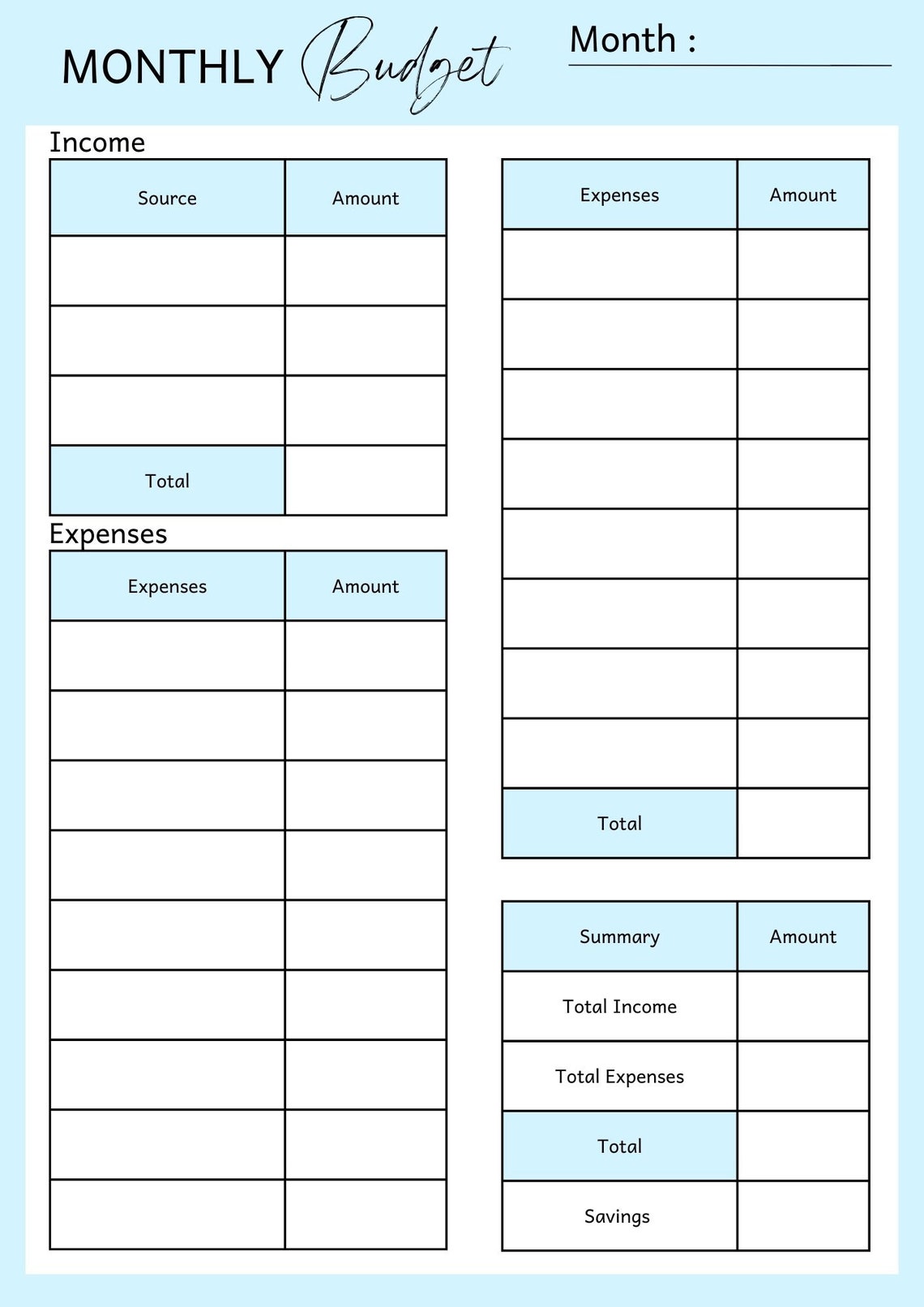 NEW Easy Monthly Budget Printable Overzichtelijk Maand - Etsy Nederland