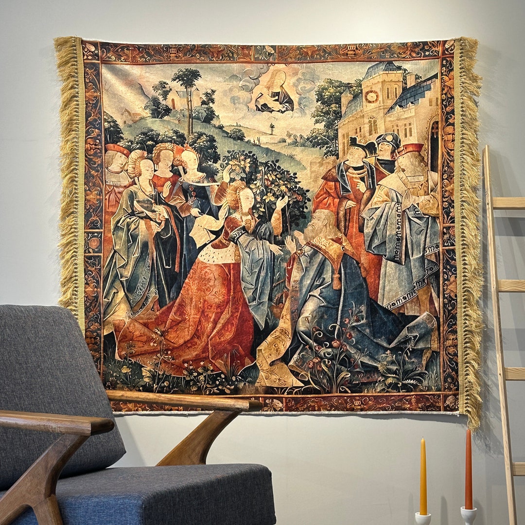 Medieval Tapestry With Woven Fringe - Renaissance Tapestry - Boho ...