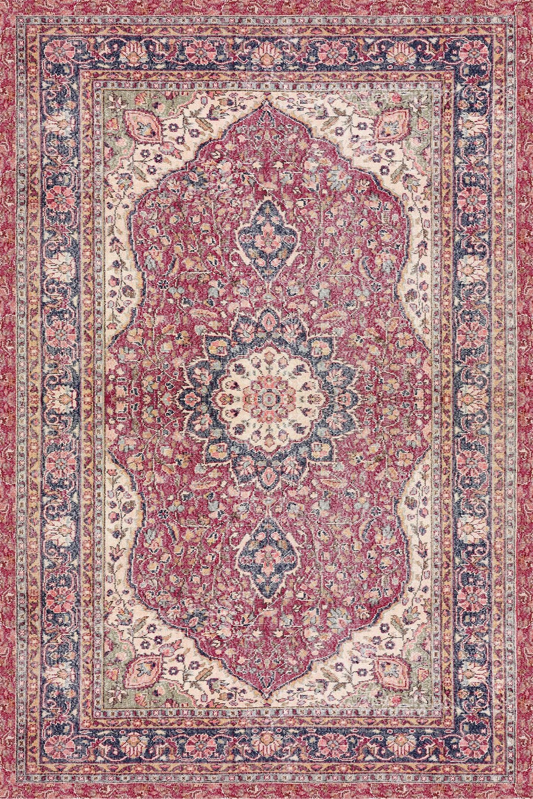 Pink Traditional Turkish Rug Washable Stain Resistant Area Rug 6x9 ...