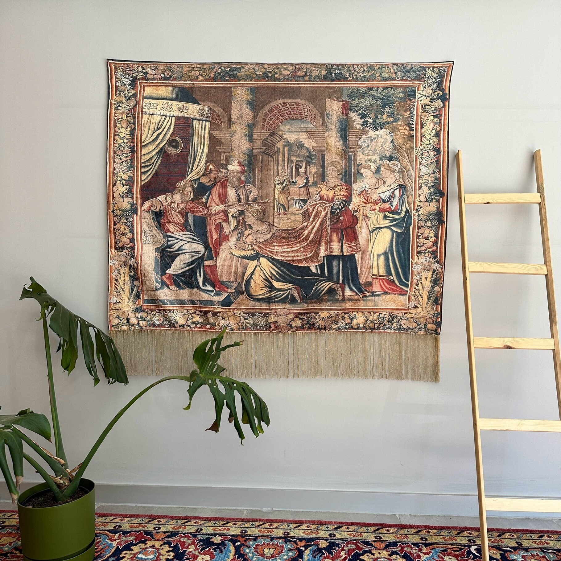 Medieval Blessing the Queen Tapestry With Woven Fringe - Vintage ...