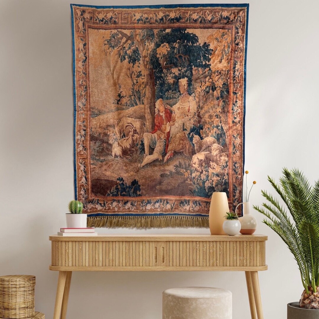Antique Forest Scene Medieval Wall Tapestry - Vintage Boho Wall Hanging ...