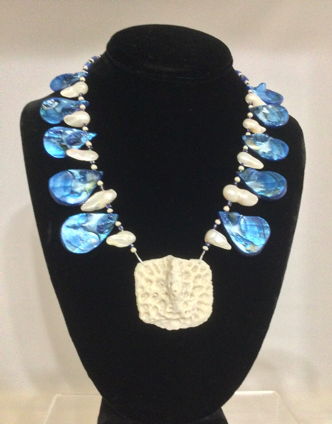 Largarto Alligator Bone Goddess Necklace With Wild Gator Scute Blue ...