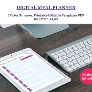 Ultimate Weekly- Meal Planner Template, Printable/ Editable -7 Colors ...