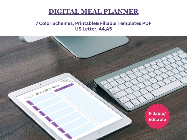 Ultimate Weekly- Meal Planner Template, Printable/ Editable -7 Colors ...