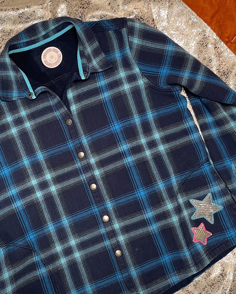 Shooting Star Custom Rhinestone Vintage Quilted Flannel - Etsy