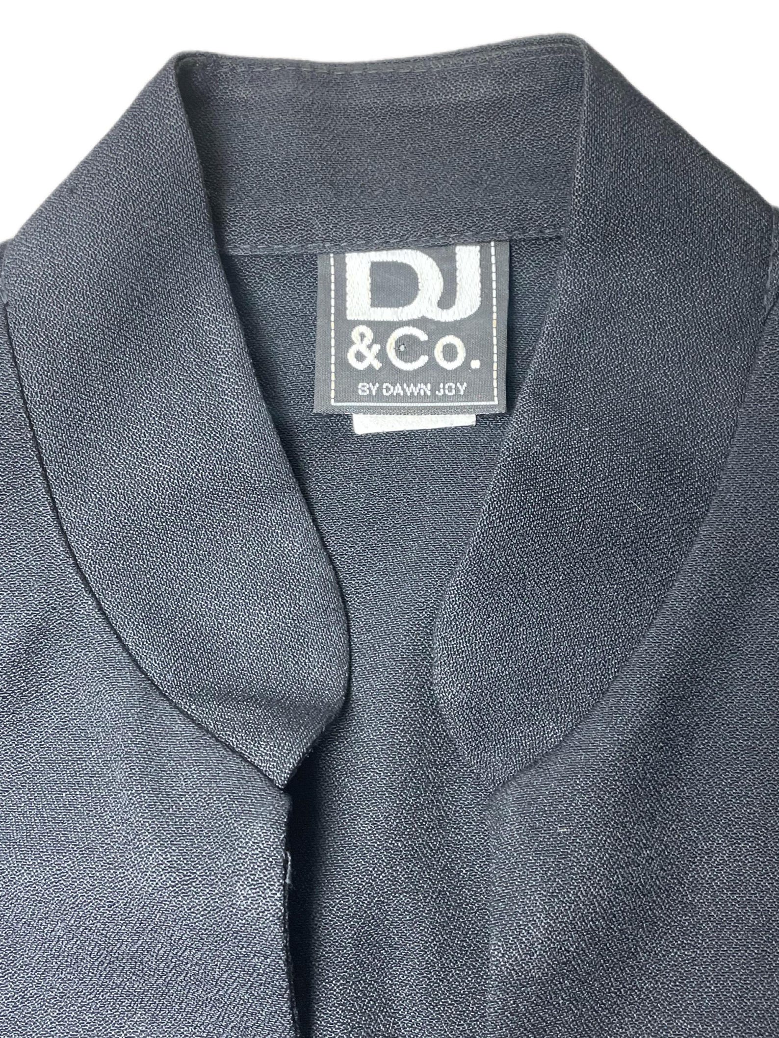 Vintage Dawn Joy Cropped Black Blazer Gold Embroidered Details Gold ...