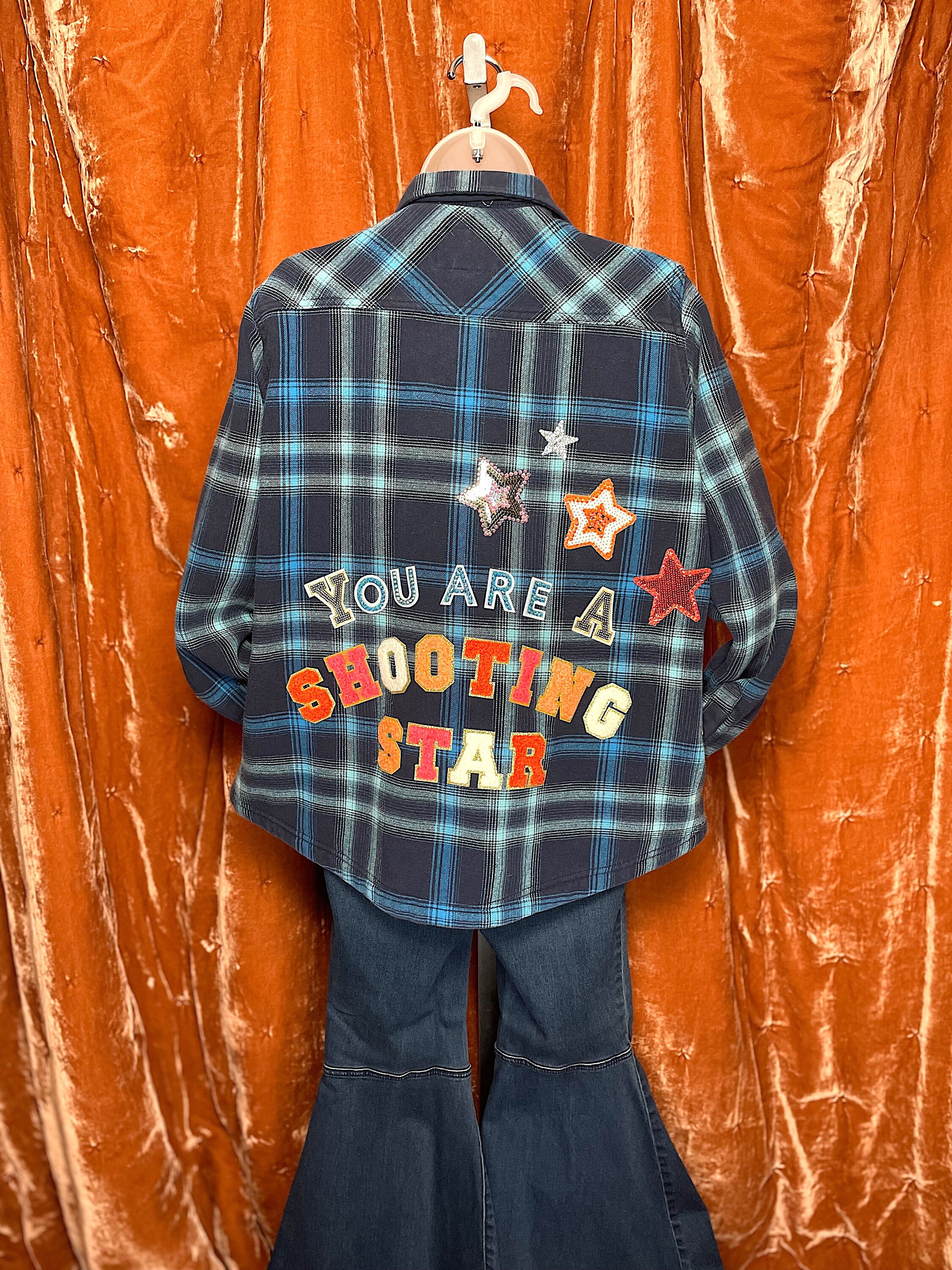 Shooting Star Custom Rhinestone Vintage Quilted Flannel - Etsy