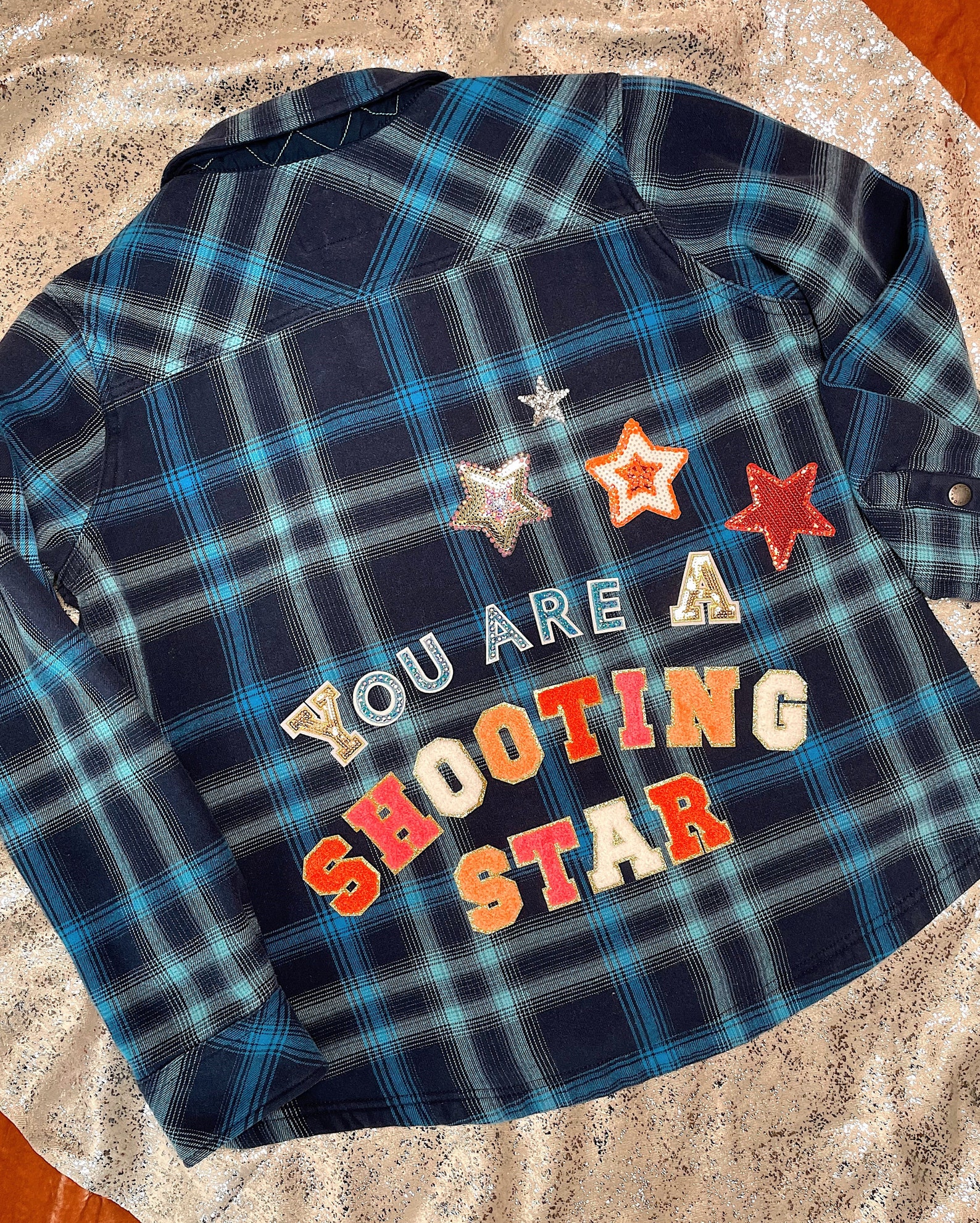 Shooting Star Custom Rhinestone Vintage Quilted Flannel - Etsy