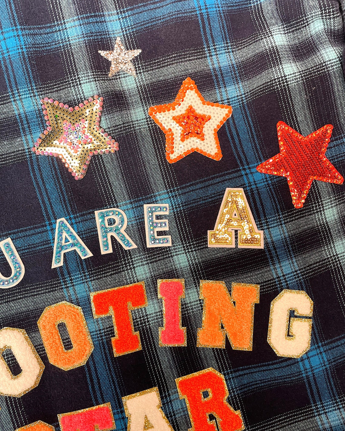 Shooting Star Custom Rhinestone Vintage Quilted Flannel - Etsy