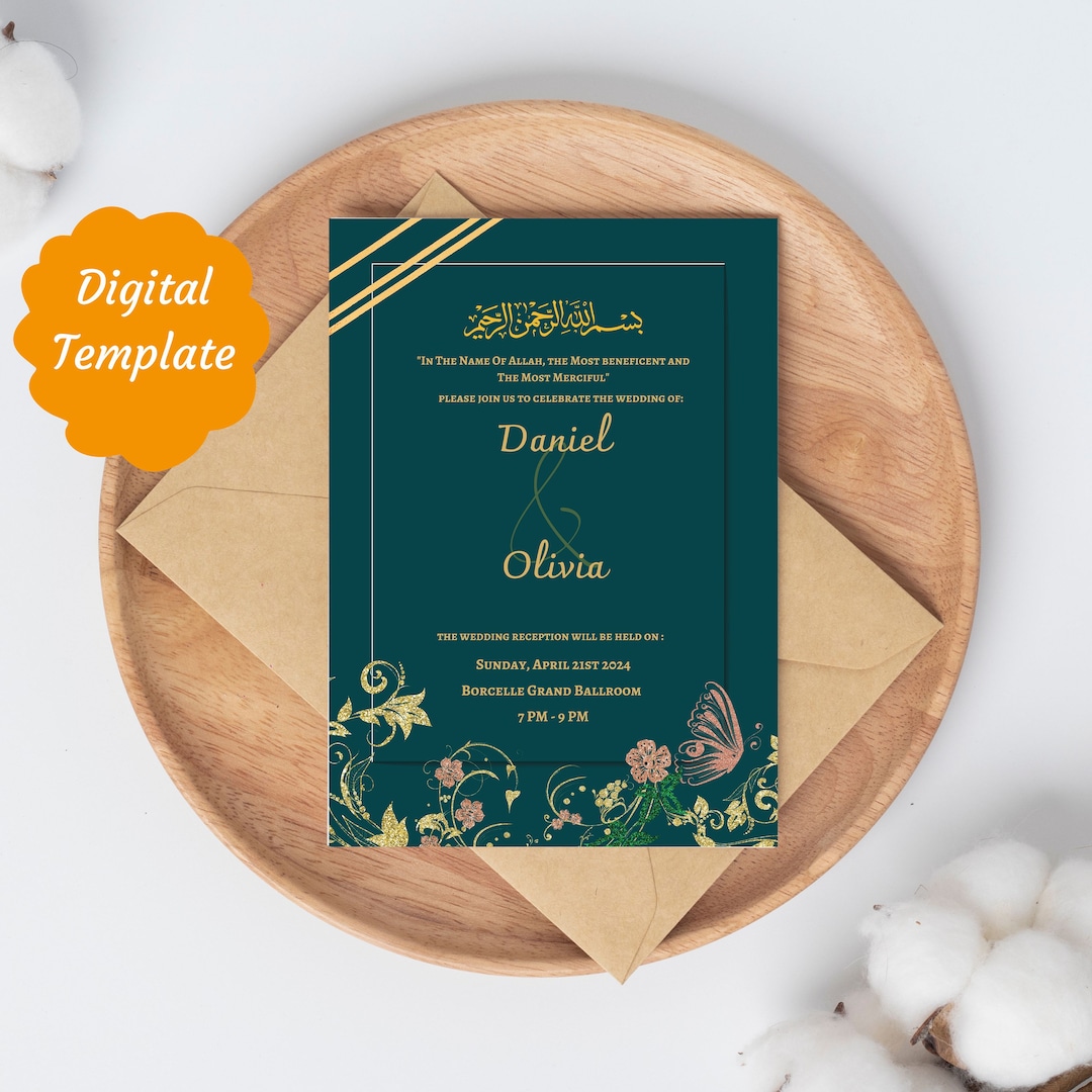 Valima Nikkah Invitation Card Pakistan Wedding Invitation - Etsy