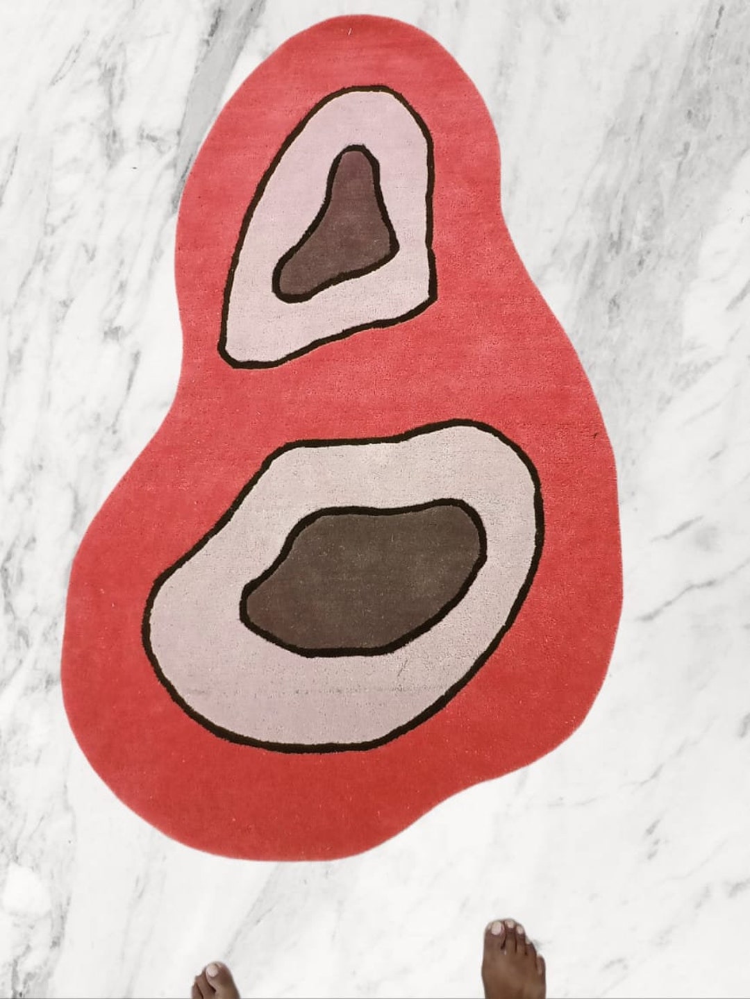 Handmade Irregular Kidney Rug /squiggle Rug for Home/ Floor Item/ High ...