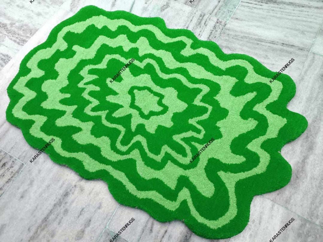 Squiggle Multicolored Illusion Stripes & Irregular Shape Melting Rug ...