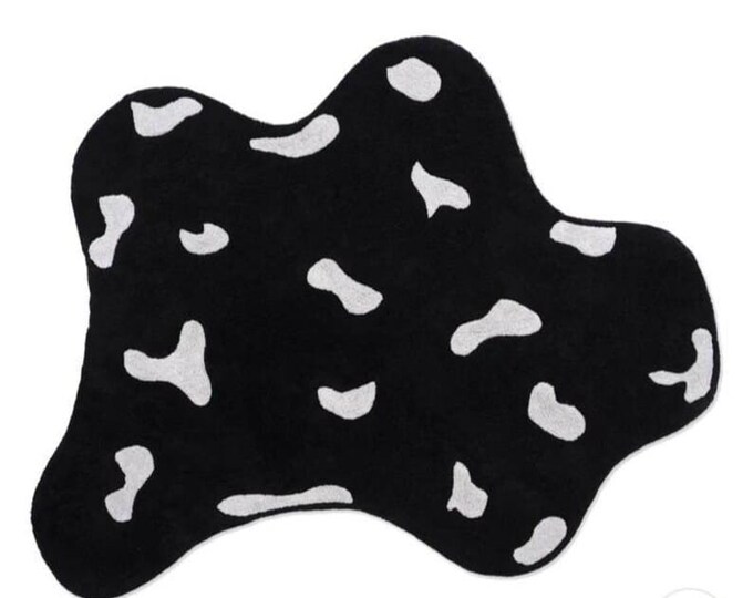 Irregular Kidney Bean Shape Tufted Colorful Rug, Multi-level Pile, Hand ...