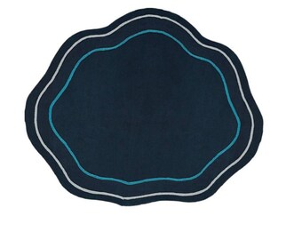 Scallop Wavy Shaped Hand Tufted Irregular Solid Color Large Area Rug ...
