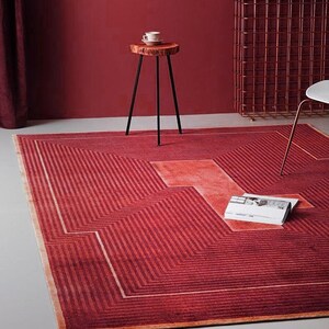 Modern Throw Rug/abstract Combed Curves Rug/handmade Area Rug /gift for ...