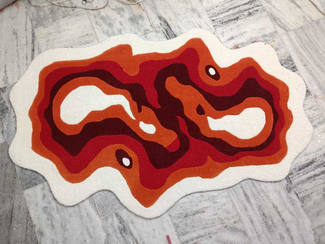 Irregular Amoeba Shaped Rug Hand-tufted 100% Wool Handmade Area Rug ...