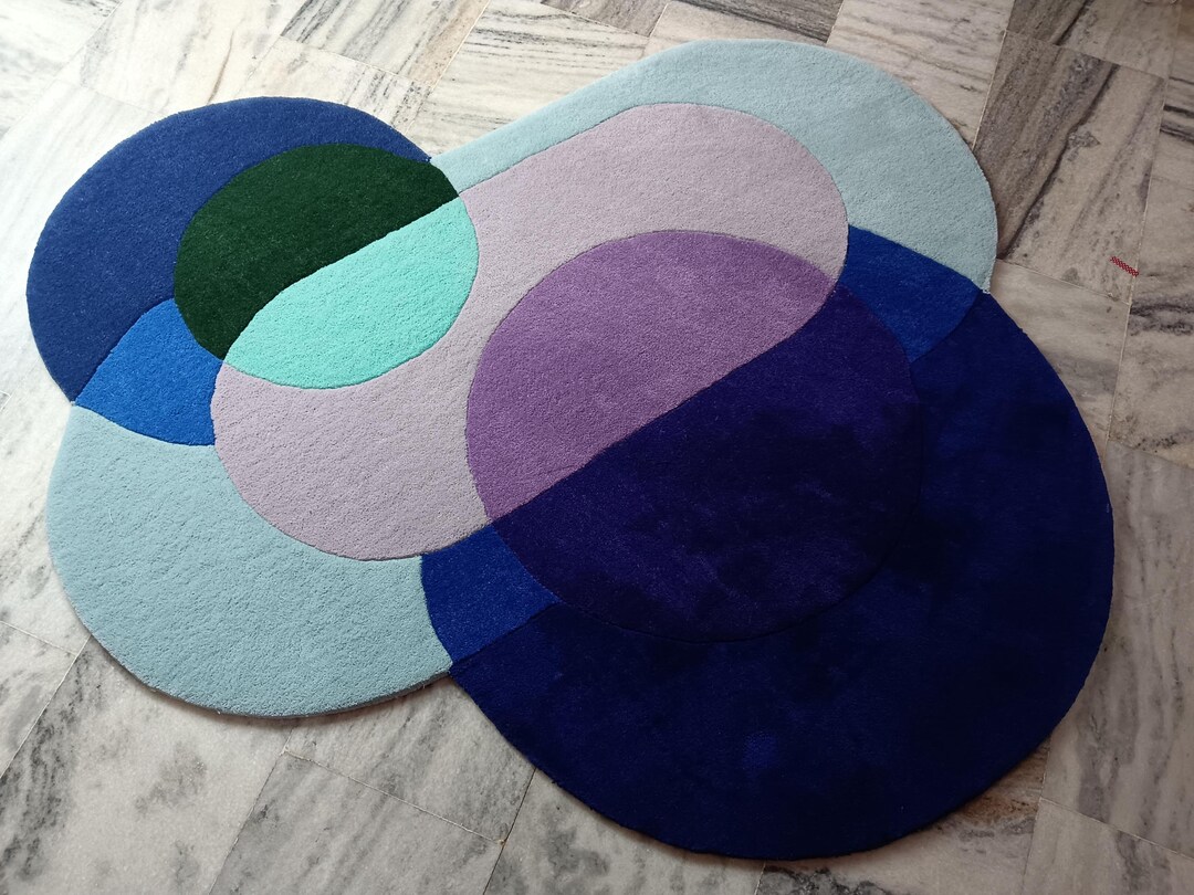 Hand-tufted Wool Area Rug: Scallop Wavy Design, Solid Color - Etsy