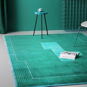 Modern Throw Rug/abstract Combed Curves Rug/handmade Area Rug /gift for ...