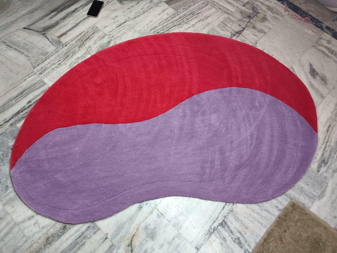 Kidney Shaped Rug Modern Abstract Area Rug, Unique Curvy Carpet for ...