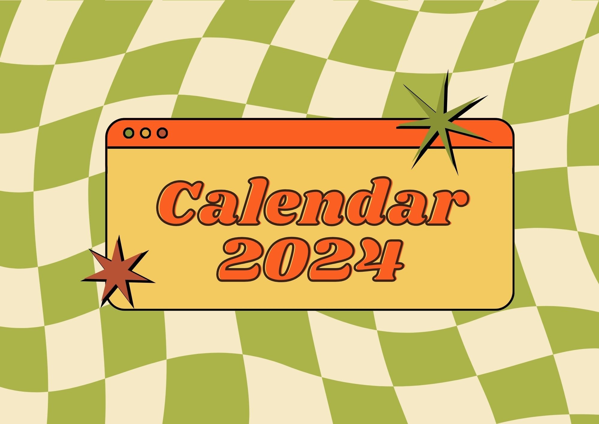 2024 Calendar Digital Calendar Retro Printable Planner Groovy Calendar ...