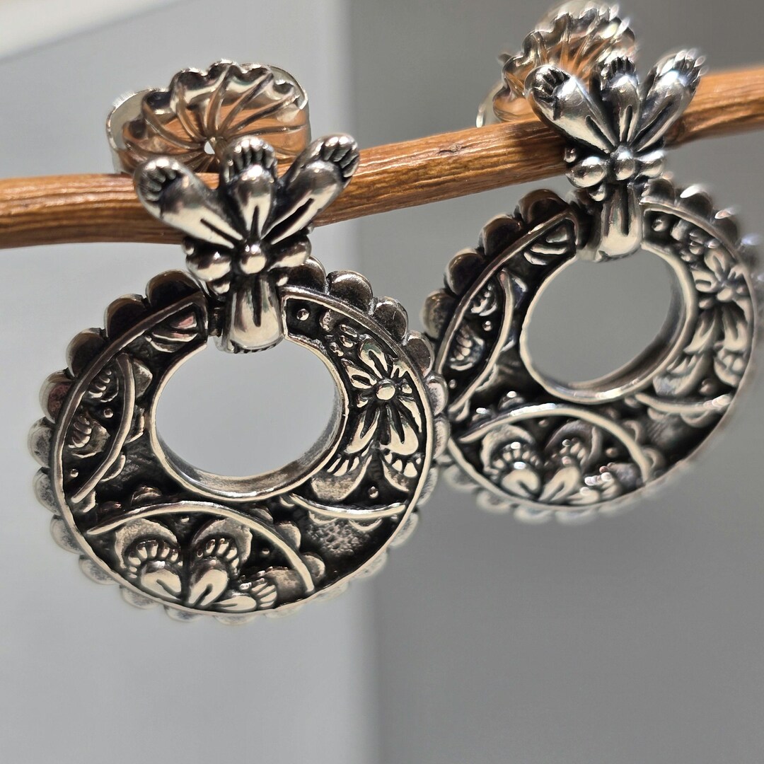 Sterling Silver Floral Carolyn Pollack Drop Earrings - Etsy