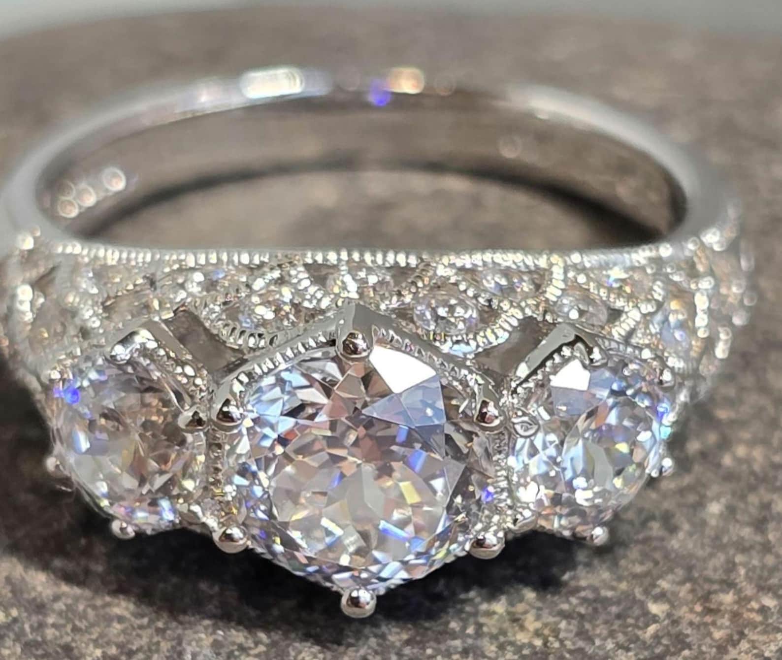 Tacori IV Diamonique CZ 3-stone &accent Stones Ring, Sterling Silver ...