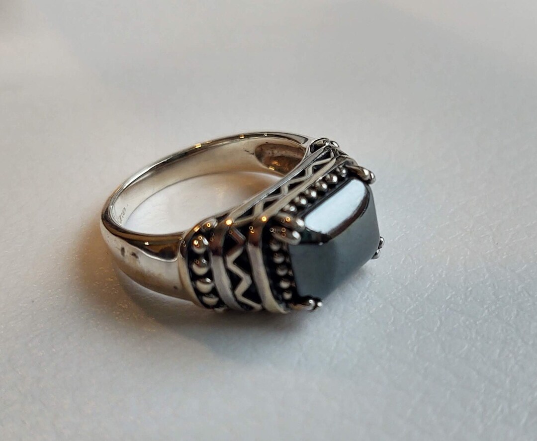 Sterling Silver Hematite Stone Ring, Size 7 - Etsy