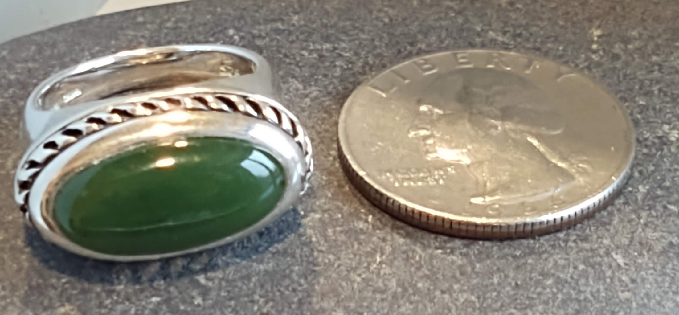 Sterling Silver Vintage Jade Green Ring, Size 7 - Etsy