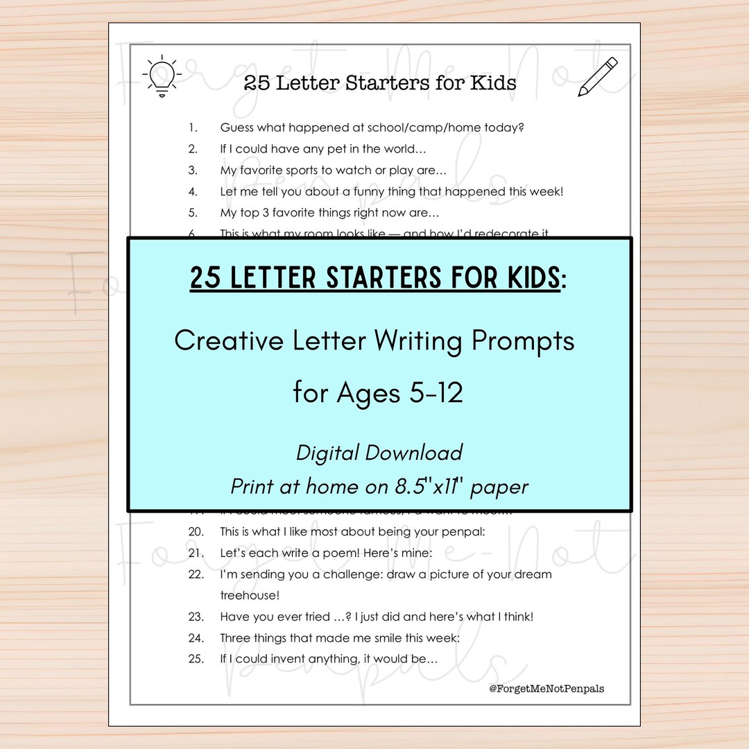 25 Creative Letter Starters for Kids | Printable Penpal Writing Prompts ...