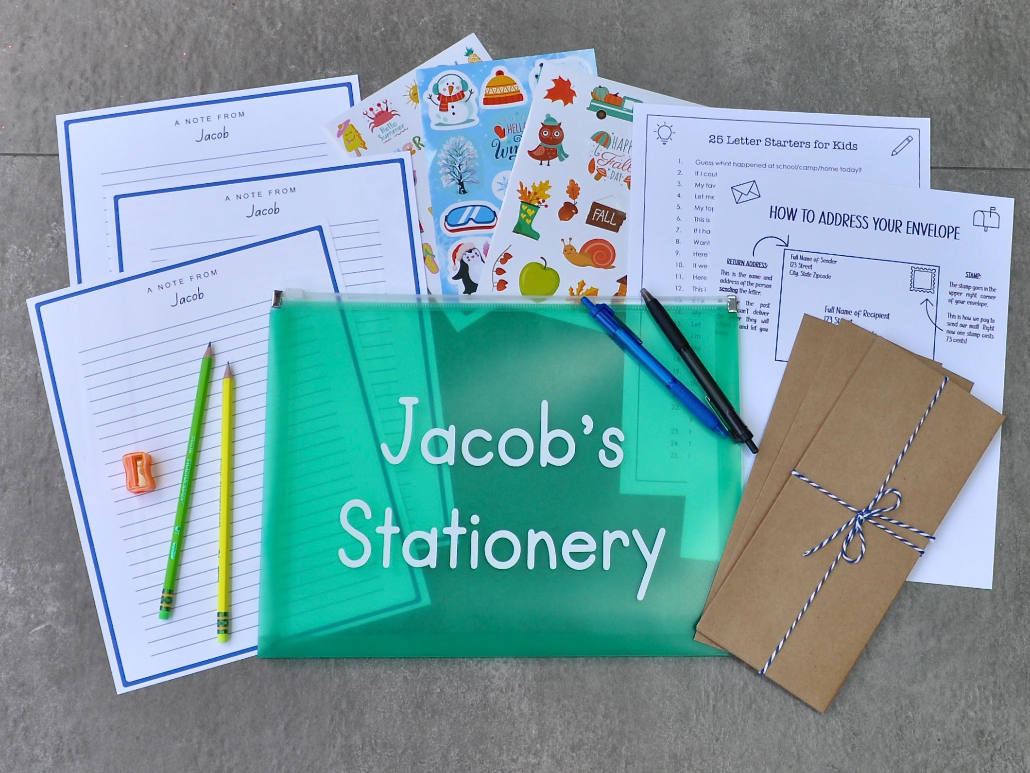 Boy Personalized Stationery Kit: Letter Writing Set With Kraft ...