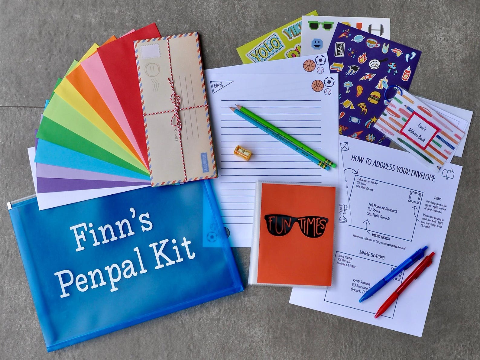 Boy Deluxe Penpal Kit: Letter Writing Set With Photo Album + Address ...