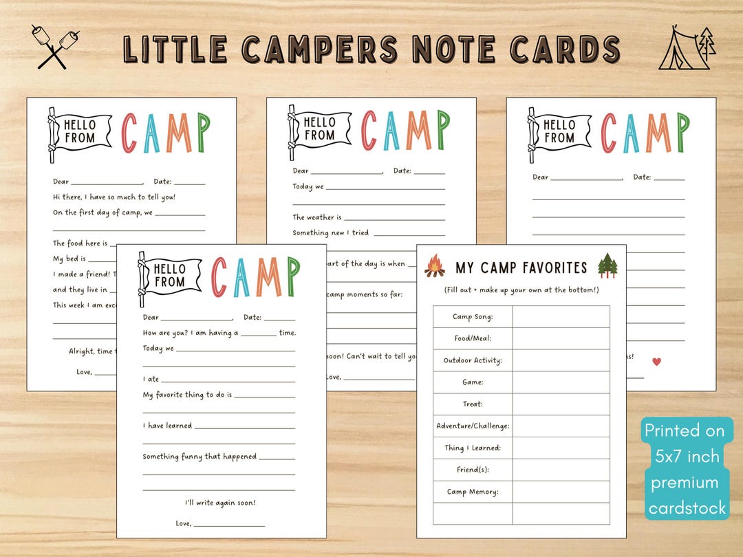 Little Camper Note Cards | Camp-themed Writing Prompts | Summer Camp ...