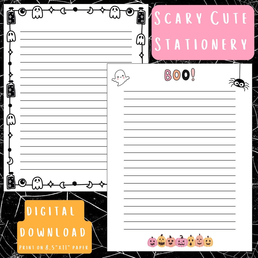 Printable Spooky Scary Stationery (pink) | Halloween Penpal Letter ...