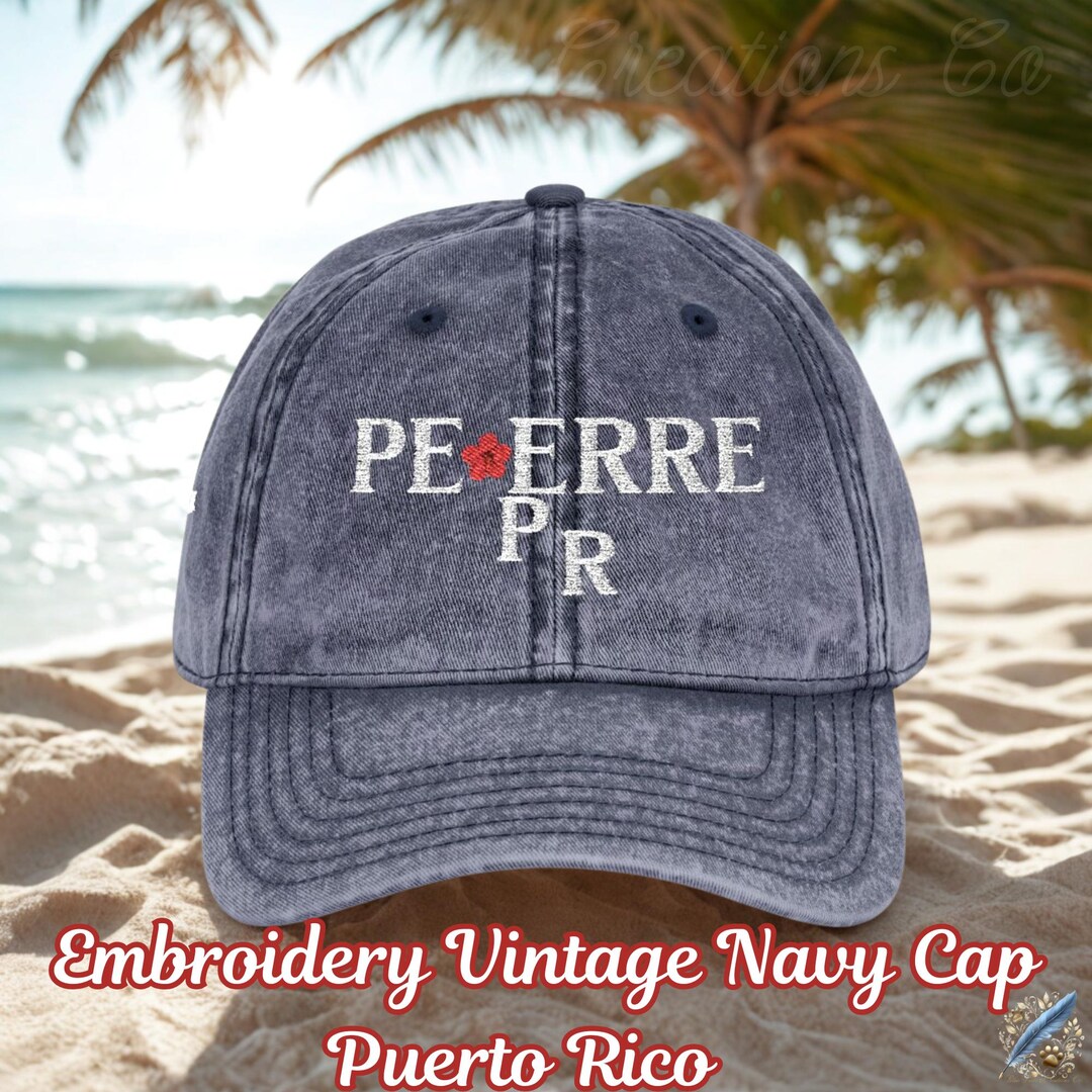 Vintage Embroidered Puerto Rico Cap: Flor De Maga Flower, Cotton Twill ...