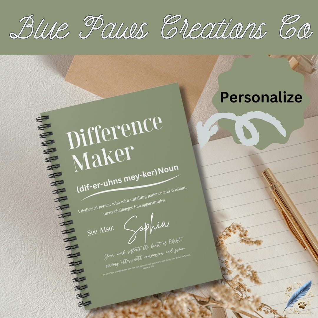 Personalized Difference Maker Journal, Difference Maker Gift ...