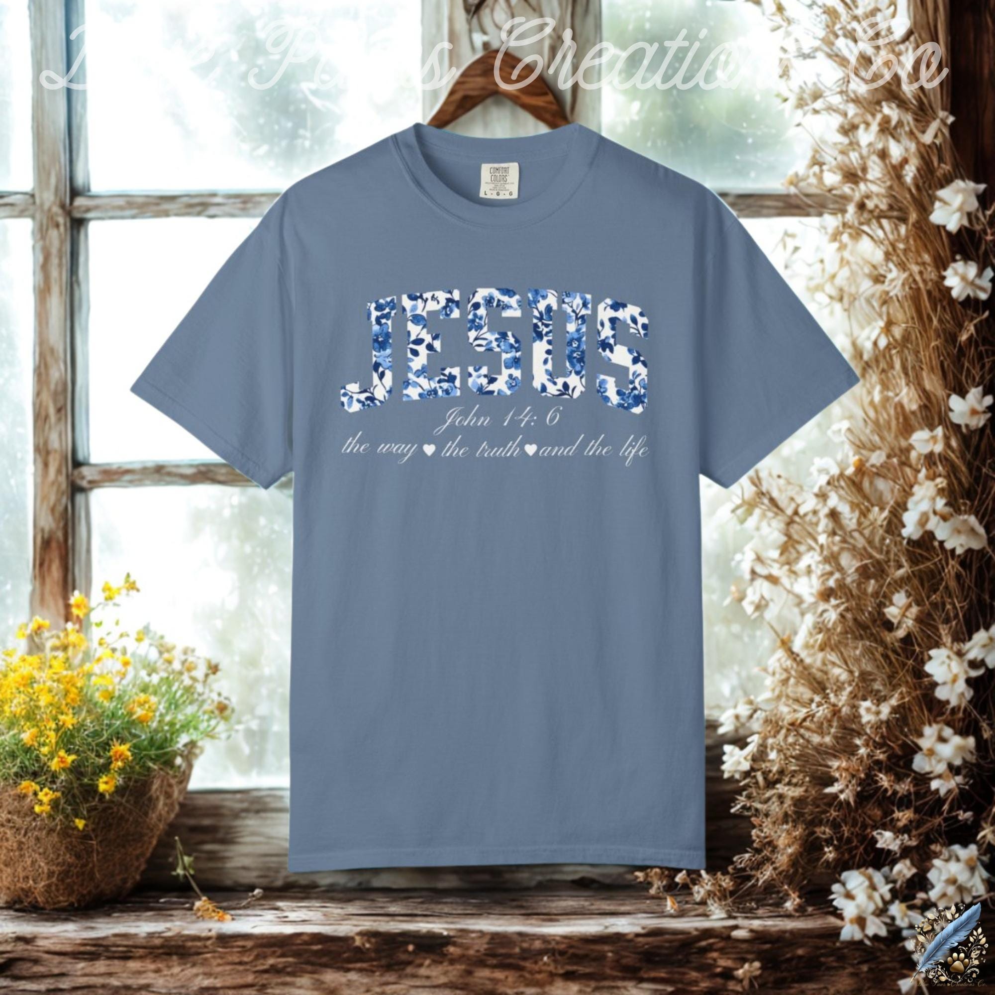 Comfort Colors Jesus T-shirt: Floral Christian Apparel, Bible Verse Tee ...