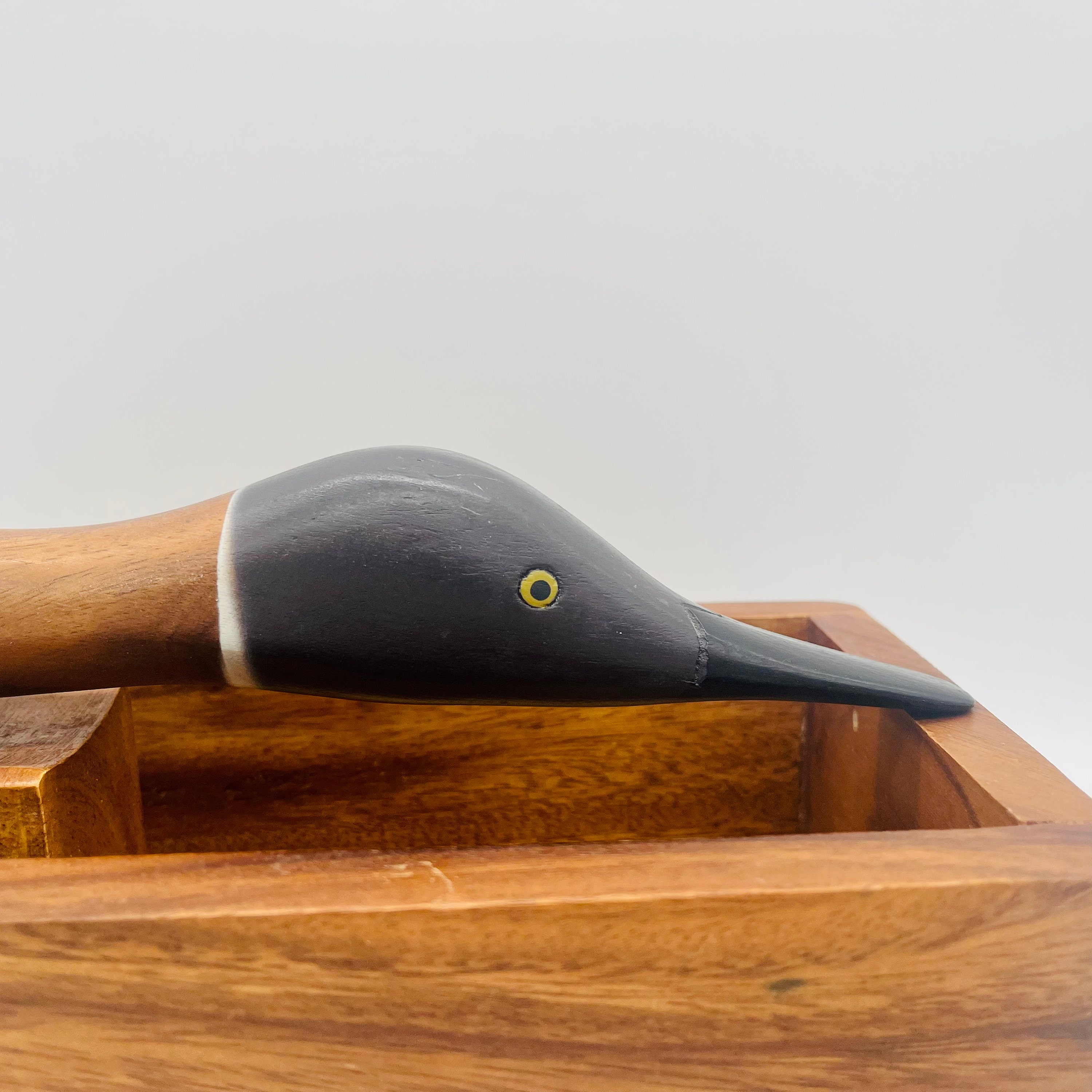 Vintage Goose Hand Carved Wooden Nut Cracker / Nut Bowl, Rustic Cabin ...