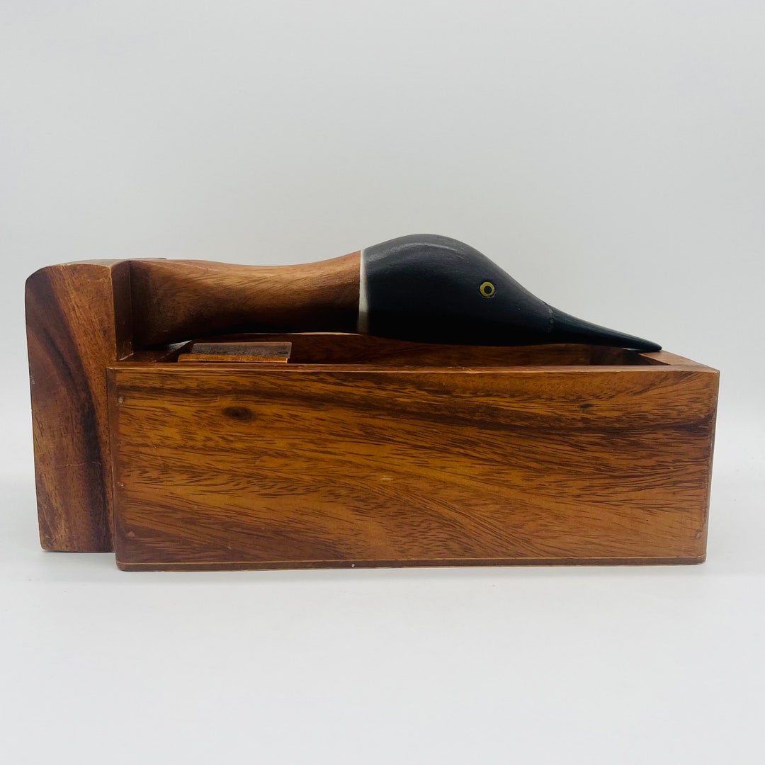 Vintage Goose Hand Carved Wooden Nut Cracker / Nut Bowl, Rustic Cabin ...