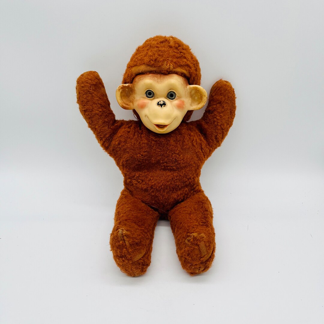 Vintage Rubber Faced Monkey, Plush Doll Stuffie, 13 Tall, Glass Eyes - Etsy