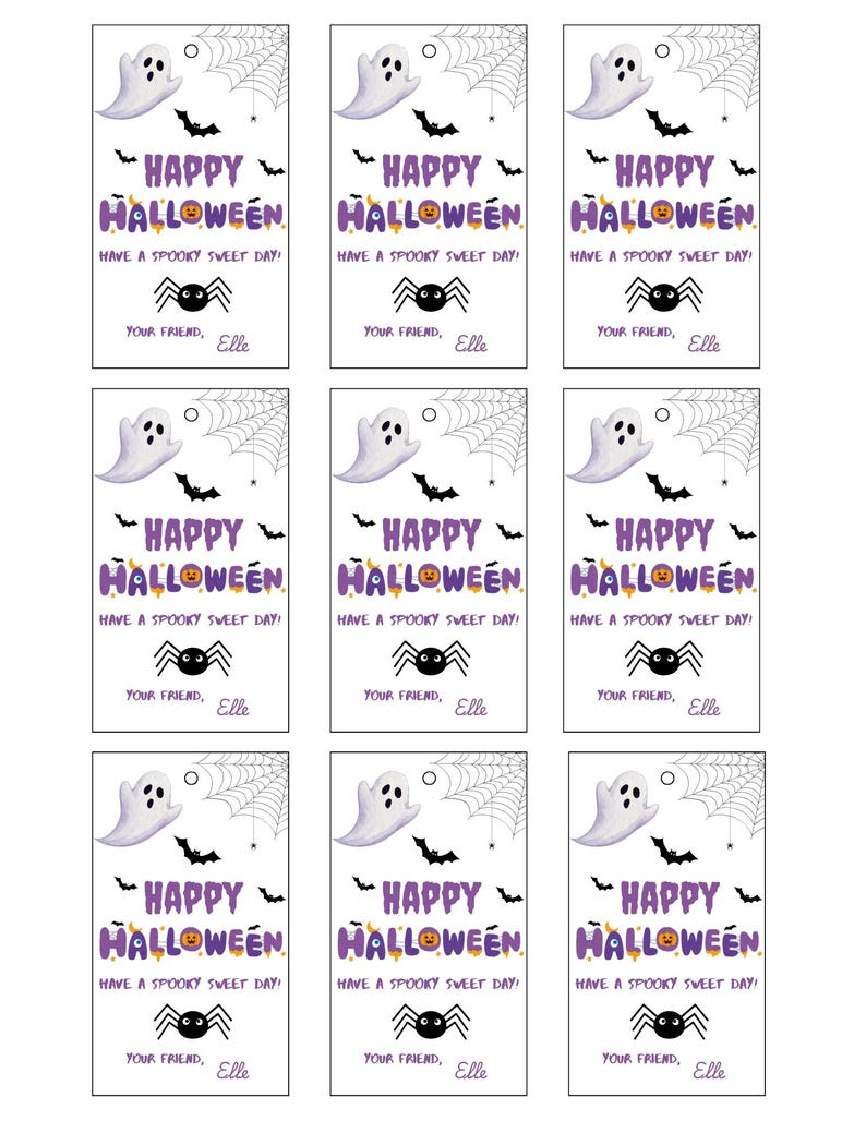 EDITABLE Happy Halloween Gift Tags Trick or Treat Favor Tags, Ghost ...