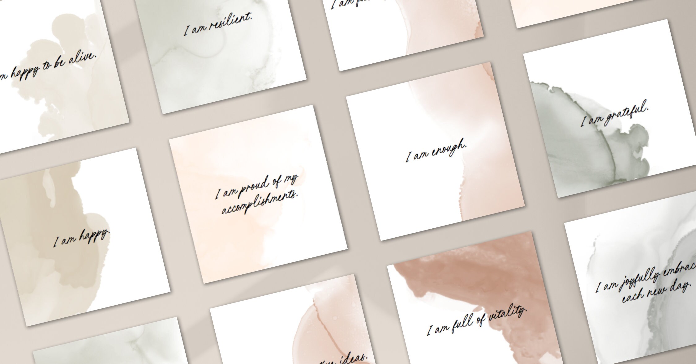 90 Digital I Am Affirmation Cards Watercolor Printable Affirmation ...