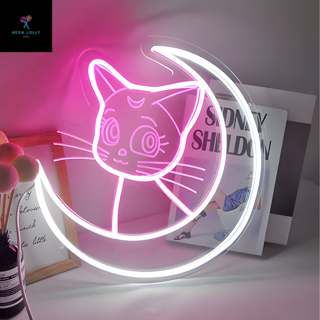 Sailor Moon Luna Cat Neon Signled Neon Sign Decorcustom Wall - Etsy