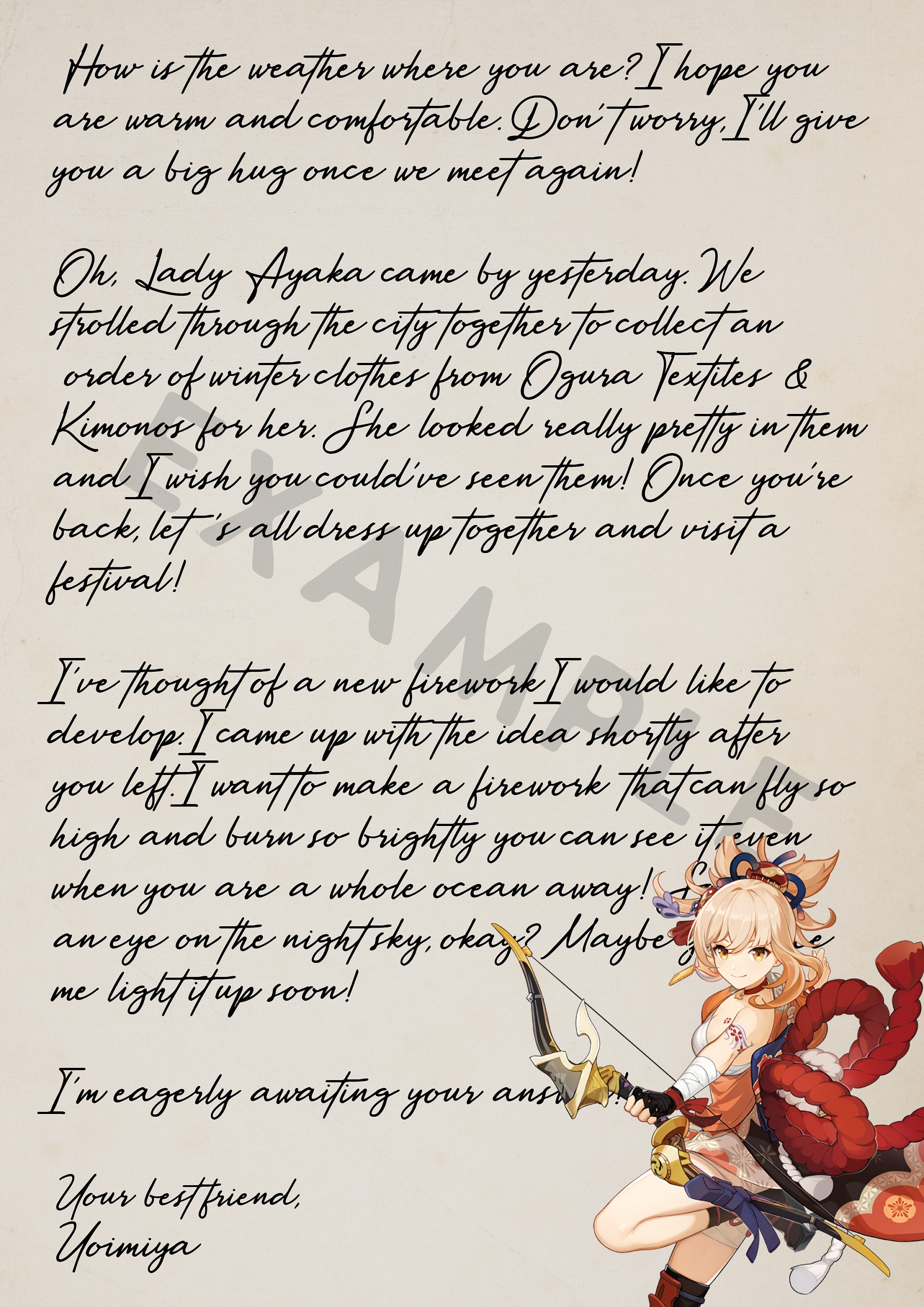 Digital Letter Genshin Impact Character - Etsy