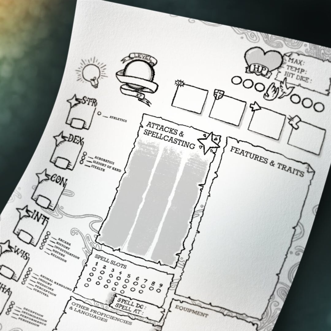 Weavecut Dnd Character Sheet | Clean and Simple Black and White D&D in ...